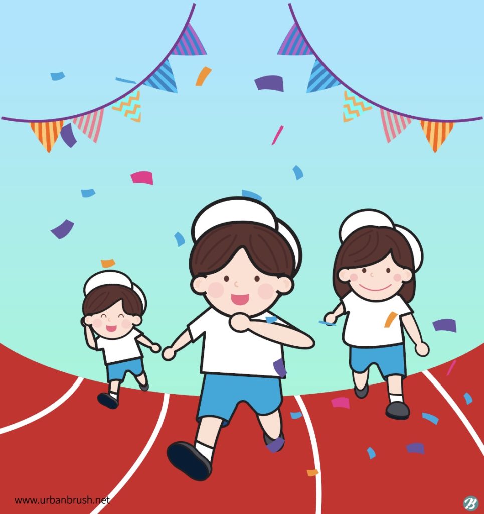 어린이 달리기 일러스트 ai 무료다운로드 free Children running vector - 어반브러시